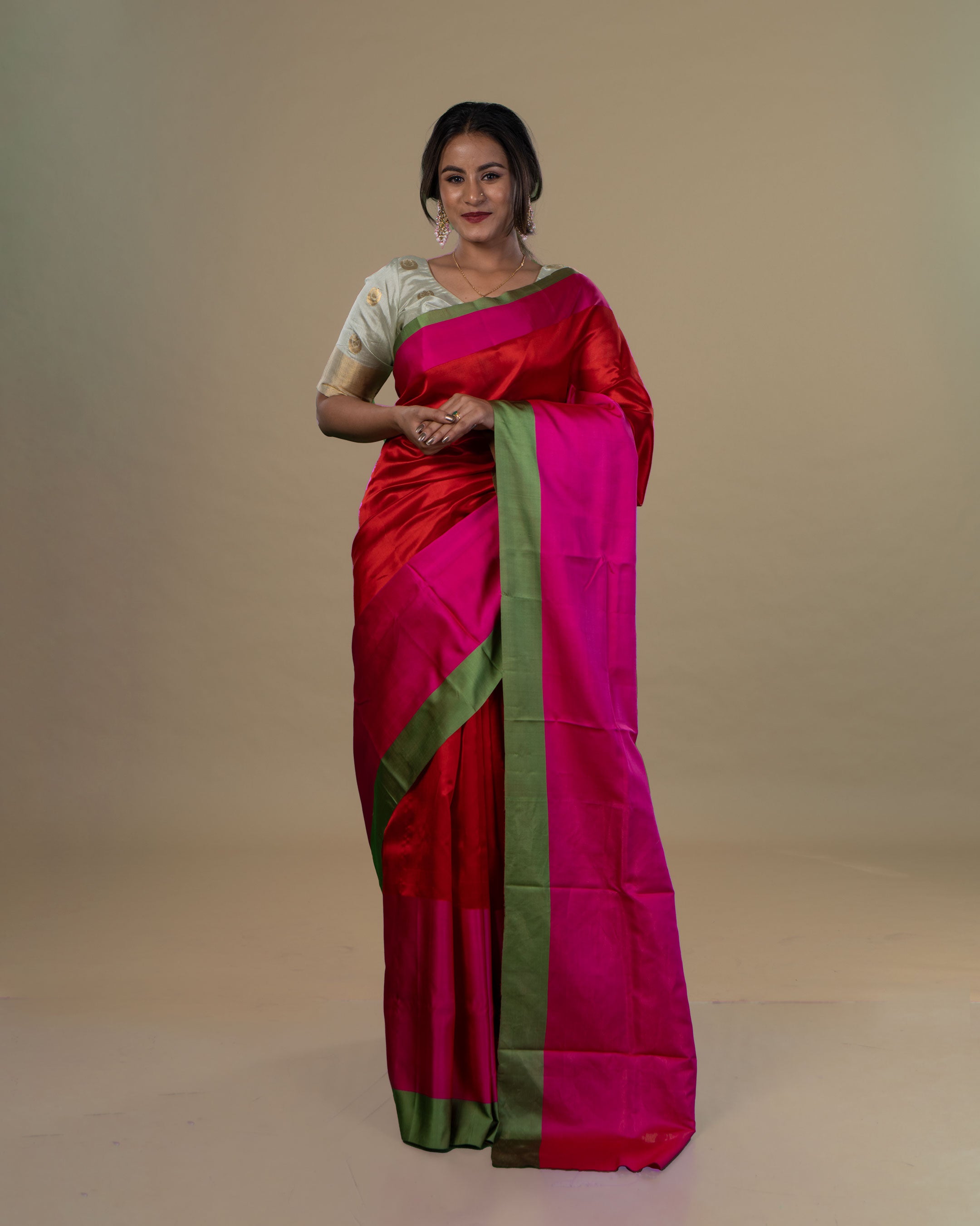 Fiery Red Silk Saree