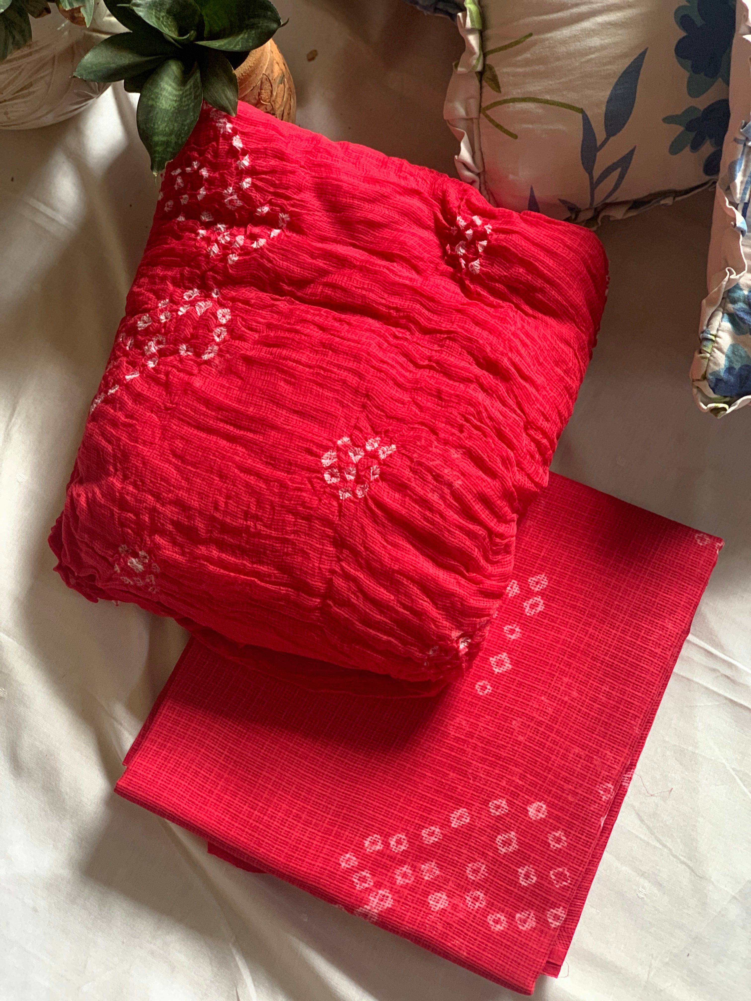Red Kota bandhni saree